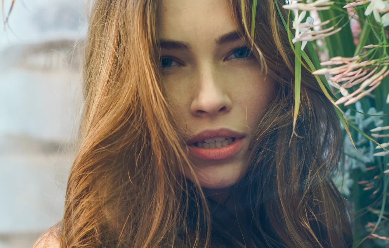 Wallpaper look, face, hair, flowers, Lyuda for mobile and desktop ...