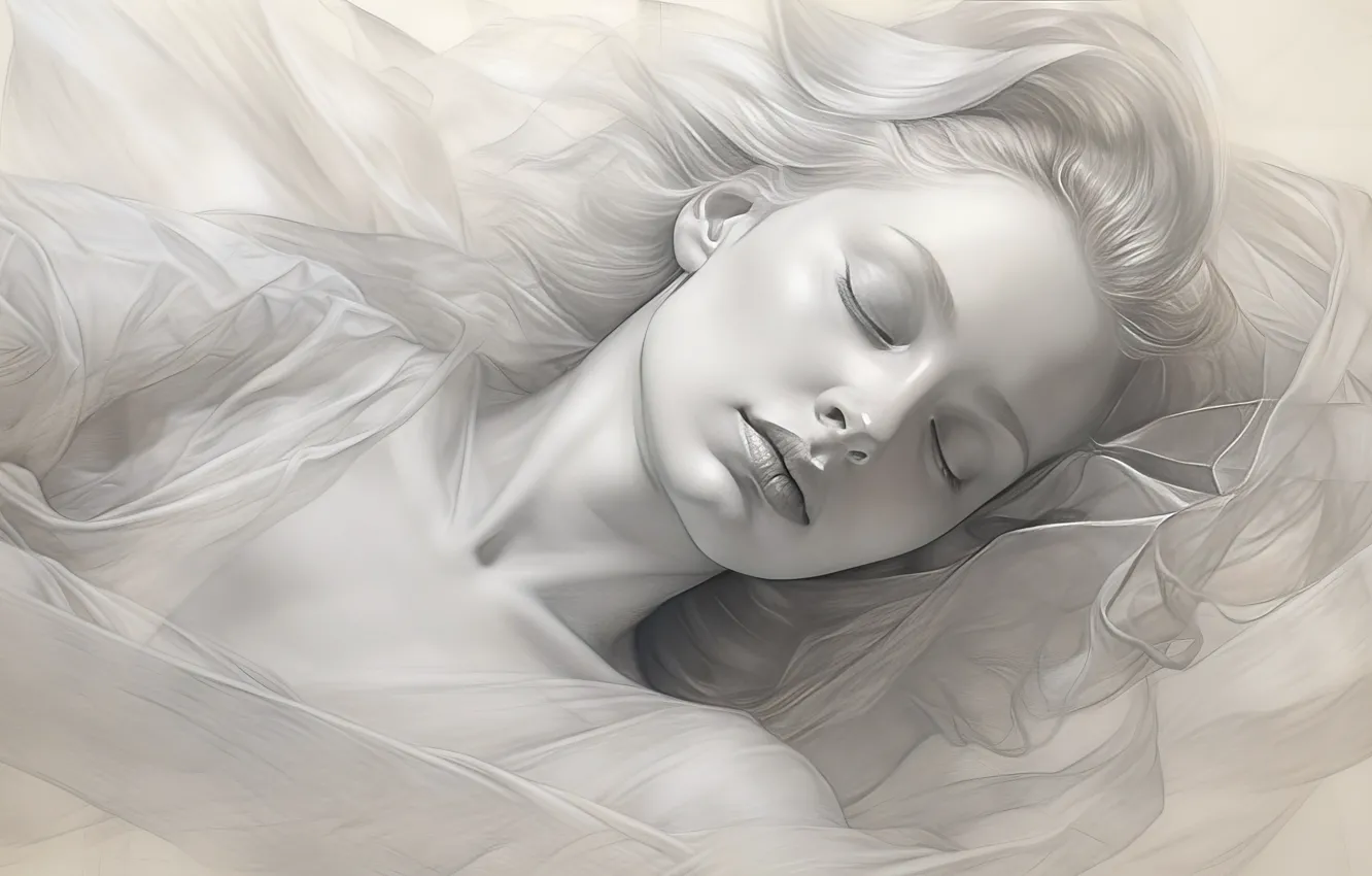 Wallpaper girl, face, sleep, sleeping, light background, imitation ...