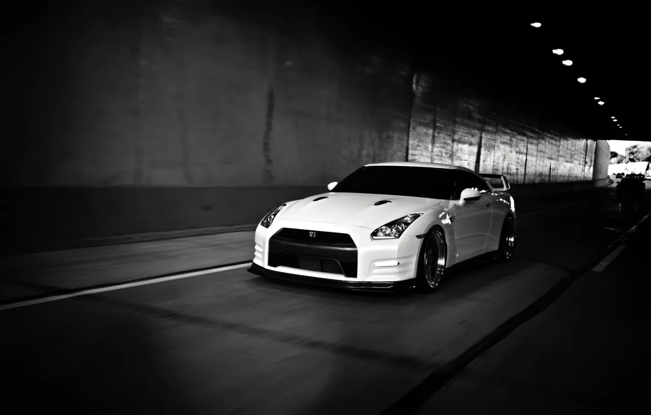 Wallpaper white, Nissan, white, GT-R, sports car, Nissan, in motion for ...