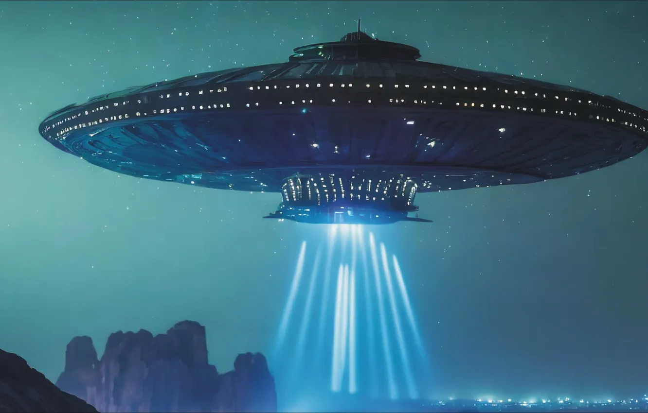 Wallpaper space, night, earth, UFO, space, Earth, night, art for mobile ...