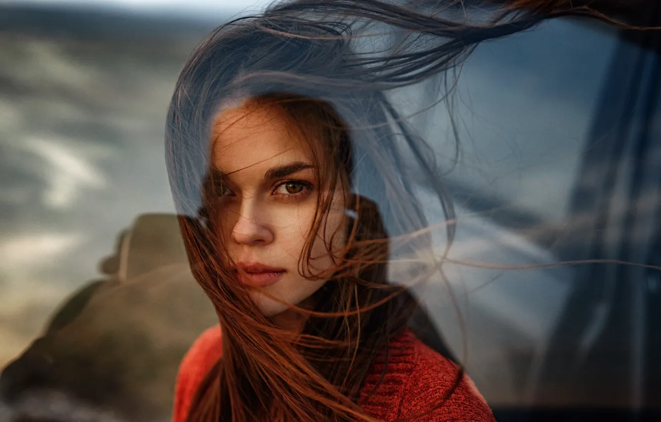 Wallpaper look, girl, face, the wind, portrait, long hair, George Chernyadev, Victoria Ageeva ...