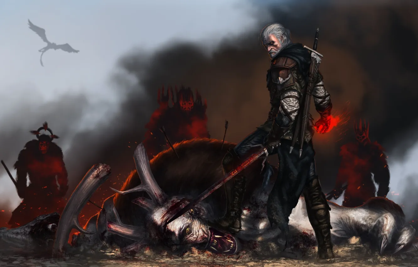 Wallpaper wolf, witcher, geralt, The Witcher 3: Wild Hunt, The Witcher ...