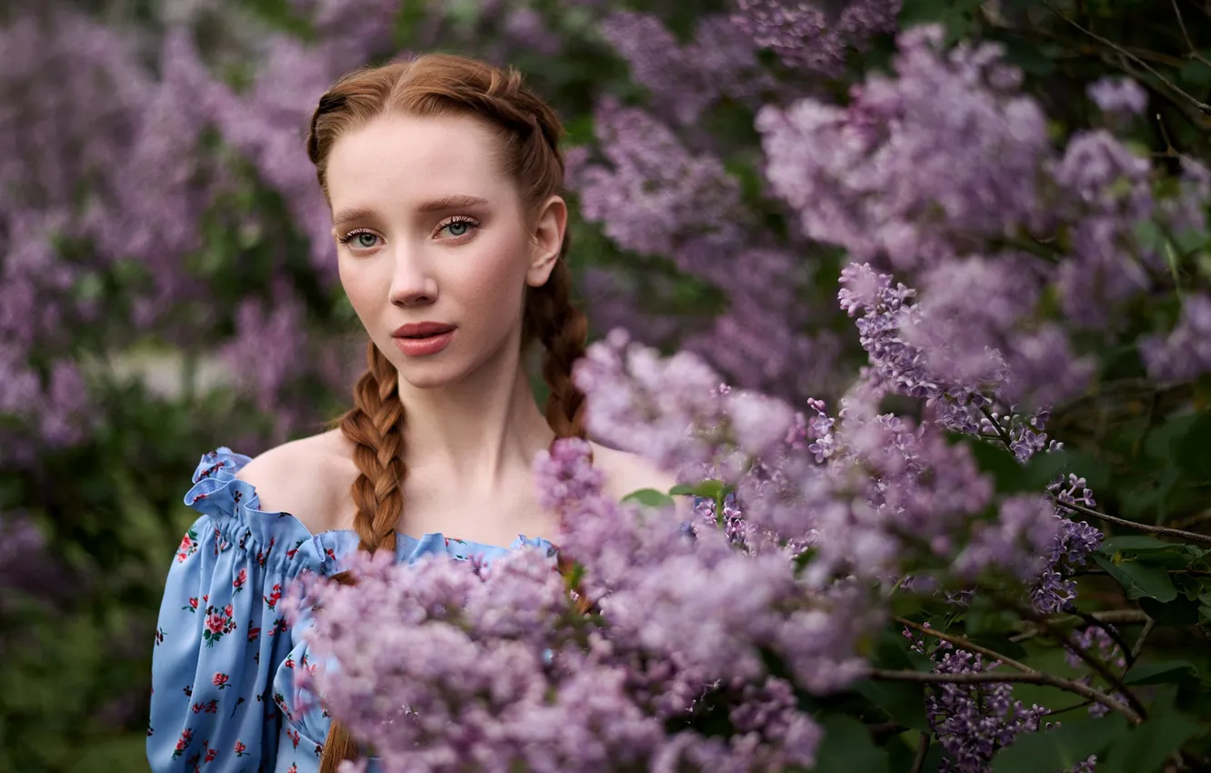 Wallpaper look, flowers, model, portrait, makeup, dress, hairstyle ...