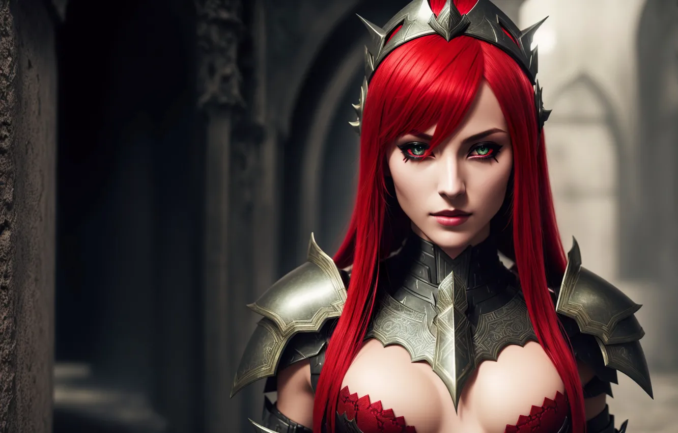 Wallpaper fantasy, armor, art, red hair girl, Stable Diffusion ...