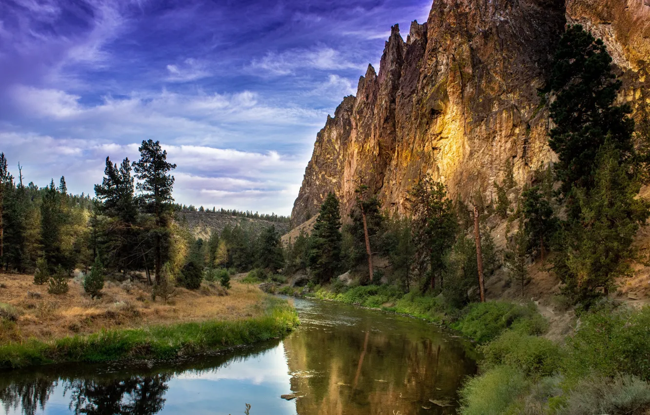 Wallpaper landscape, nature, river, rocks, Oregon, USA, Crooked River ...