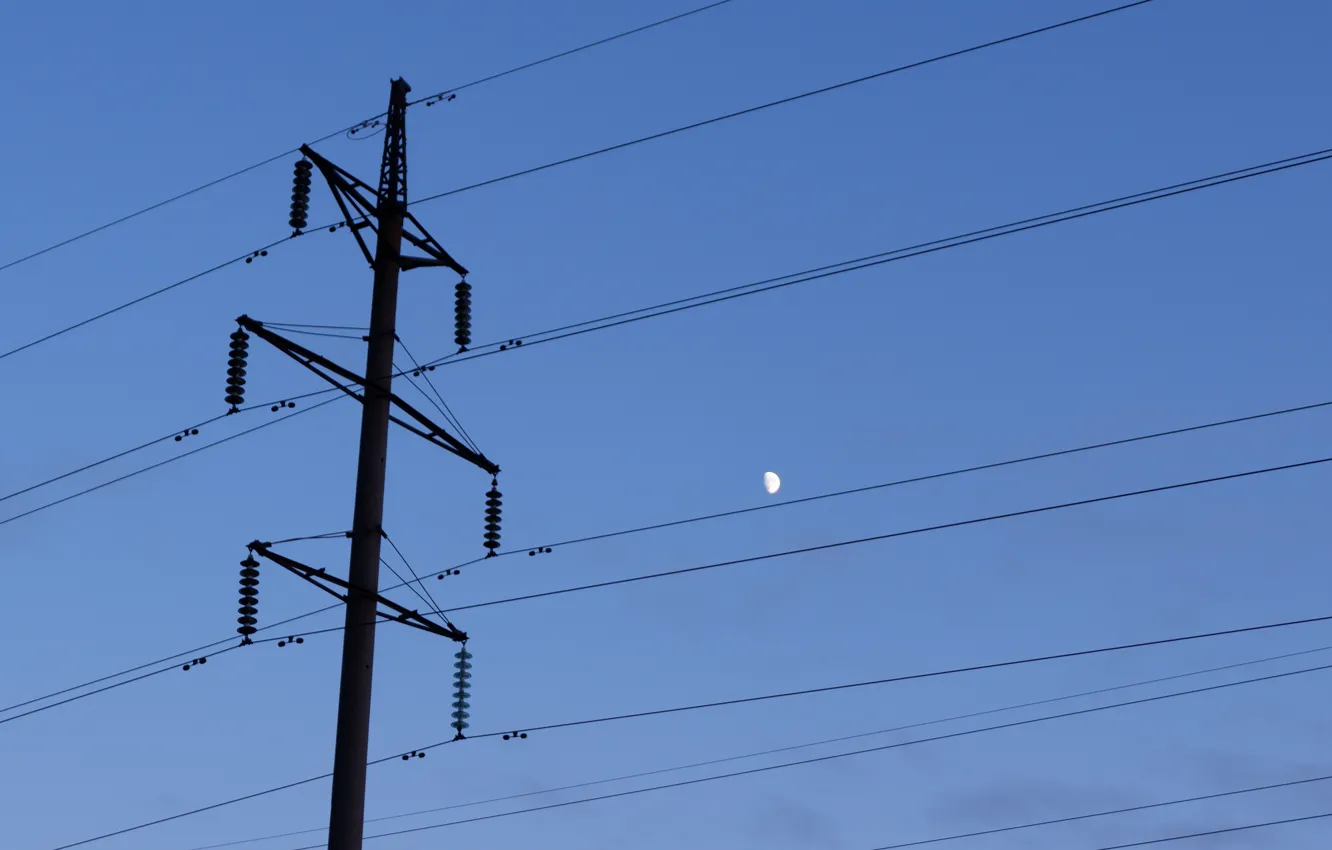 Wallpaper the sky, the moon, wire, stave for mobile and desktop, section разное, resolution ...