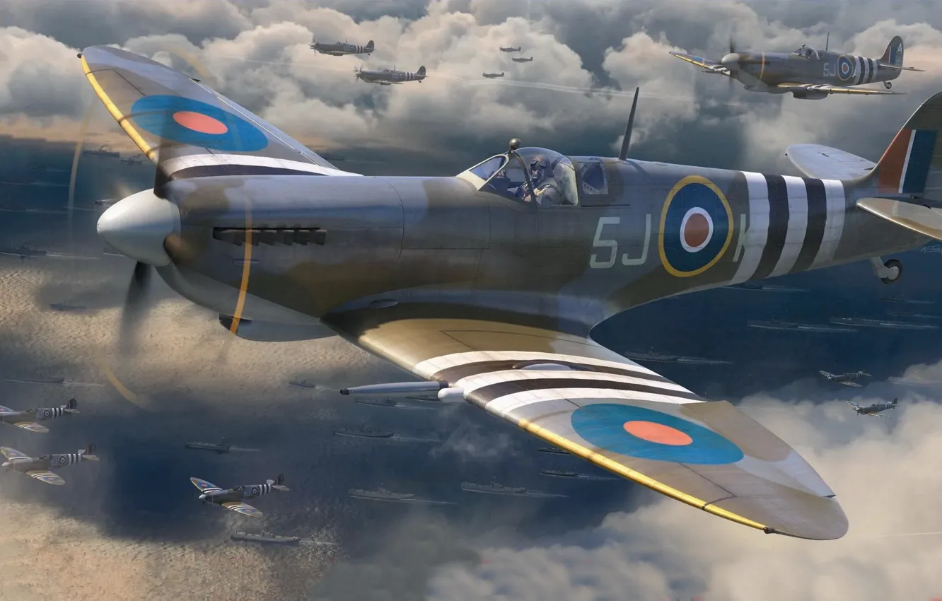 Wallpaper fighter, UK, RAF, Supermarine Spitfire Mk.IXc, Adam Tooby for ...