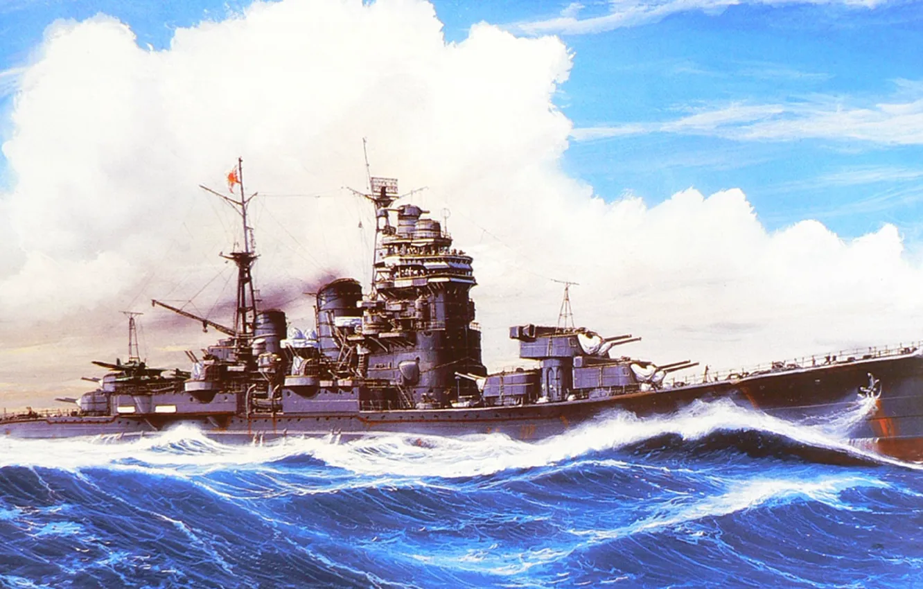 Wallpaper ship, art, Navy, military, cruiser, Japanese, cruiser, WW2 ...