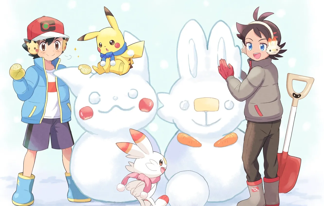Wallpaper boy, snowman, Pikachu, pokemon, pokemon for mobile and ...