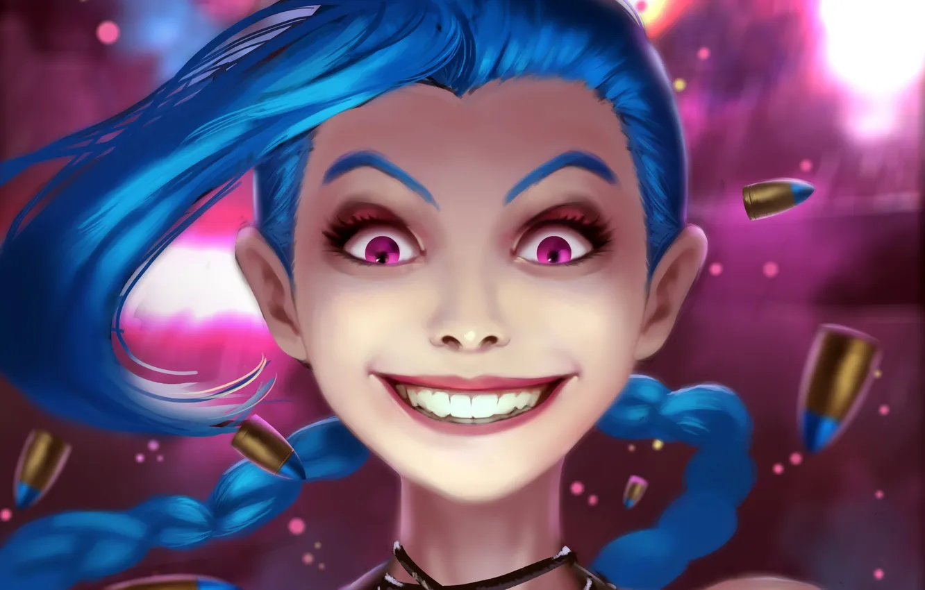 Wallpaper smile, bullets, League of Legends, LoL, crazy, Jinx for ...