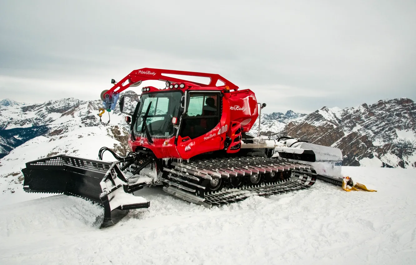 Wallpaper the sky, snow, Mountains, slope, bucket, winch, Kässbohrer ...