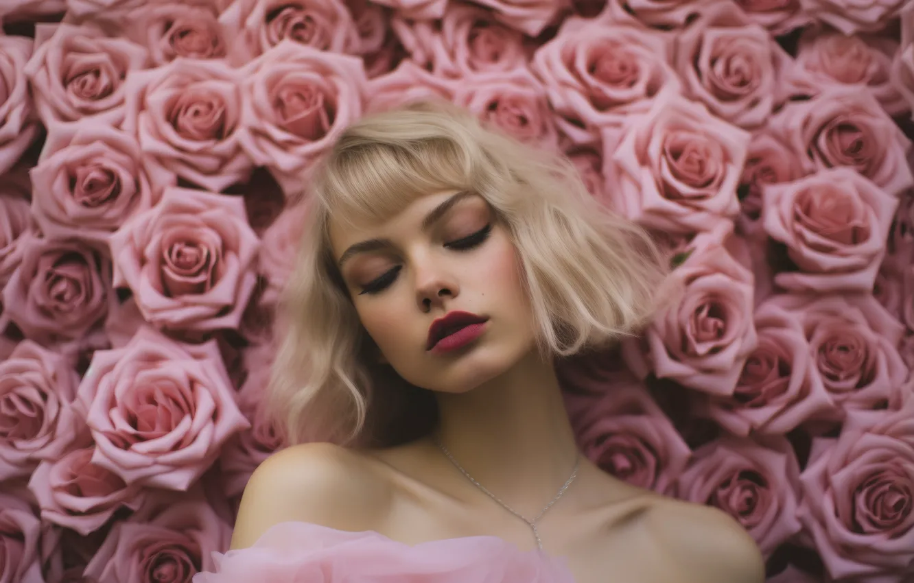 Wallpaper Summer Girl Flowers Face Pose Eyelashes Portrait Roses
