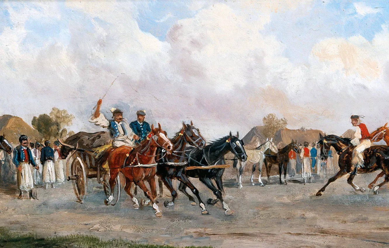 Wallpaper People, Picture, Horse, Alfred Steinaker, Horse market in ...