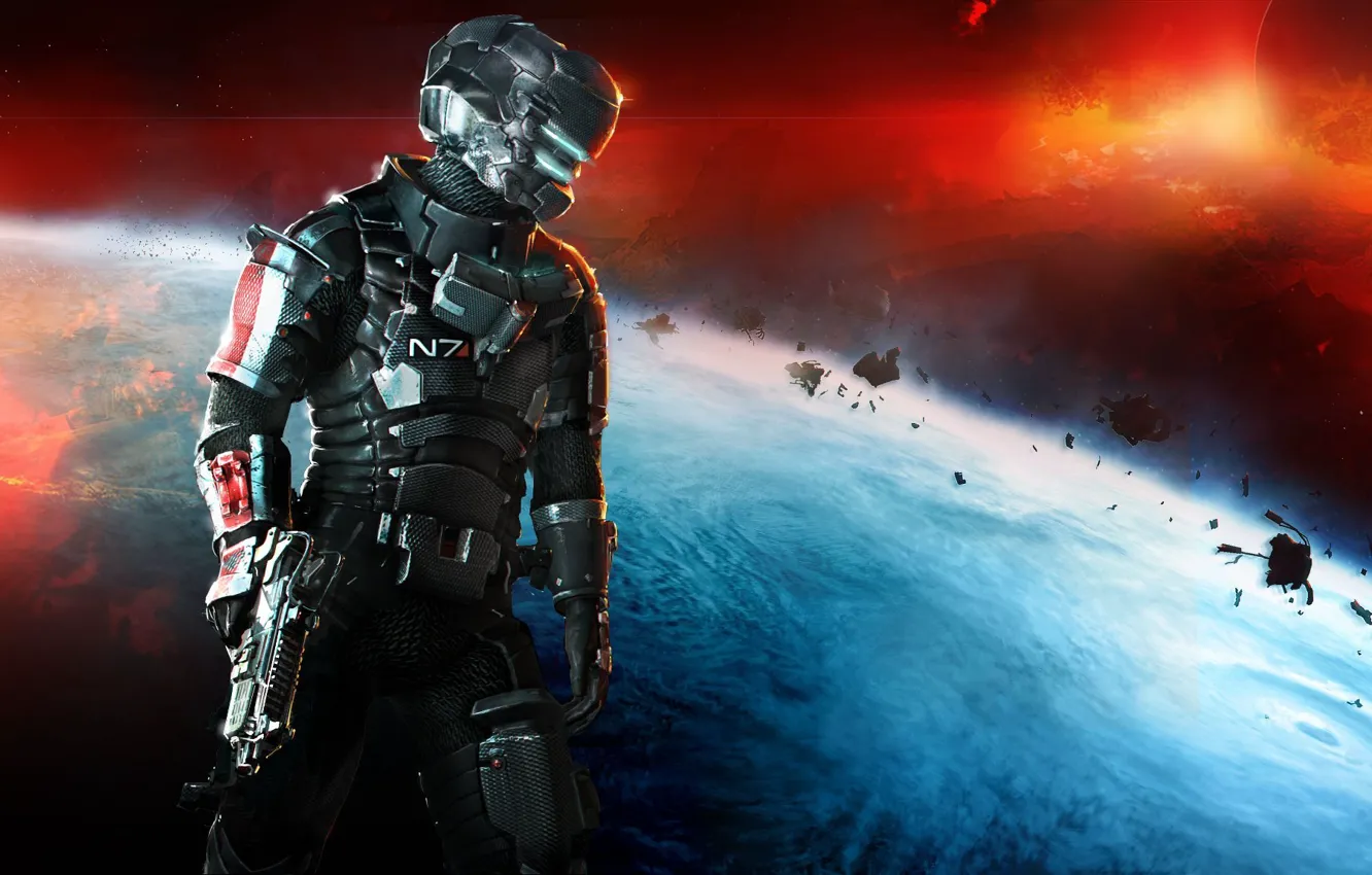 Wallpaper space, weapons, planet, Isaac Clarke, Mass Effect 3 ...