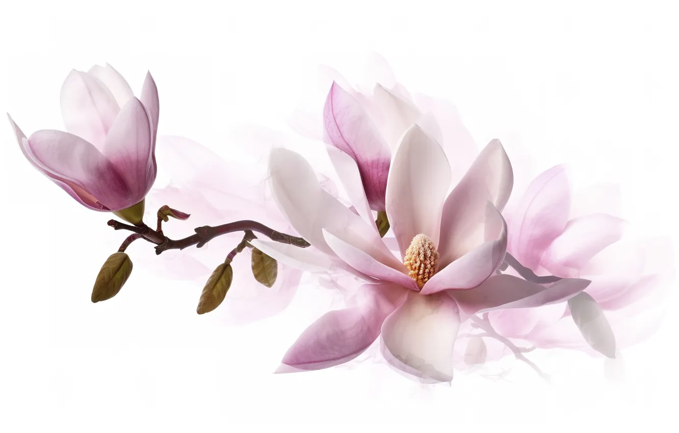 Wallpaper flowers, branches, texture, spring, white background, pink ...