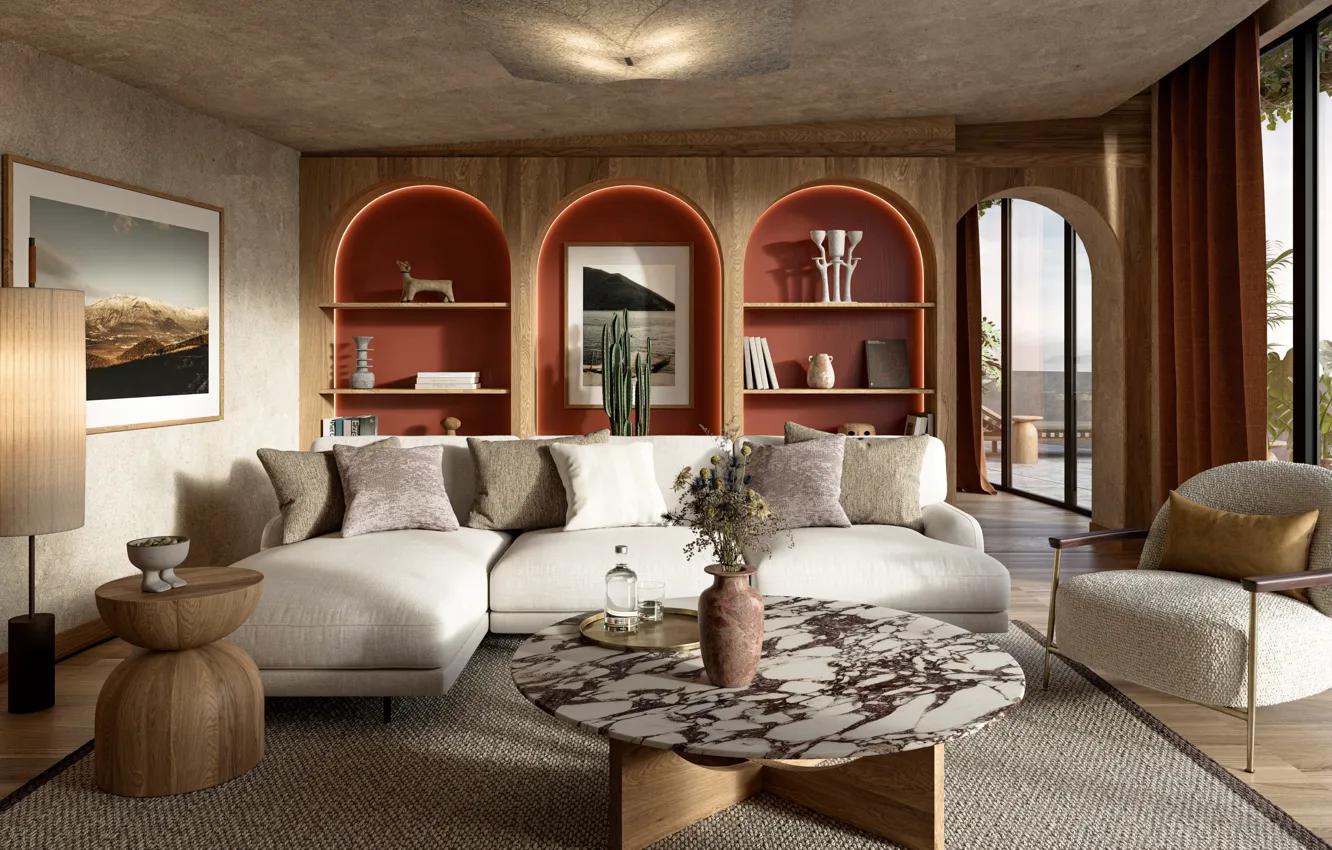 Wallpaper design, style, interior, living room, rest room, Montenegro ...