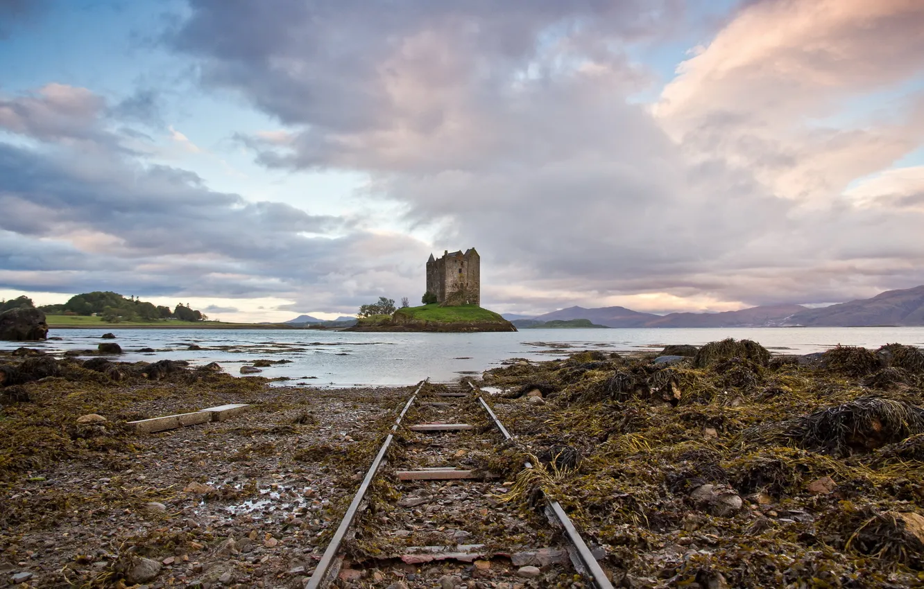 Wallpaper landscape, castle, railroad, Castle Stalker for mobile and ...