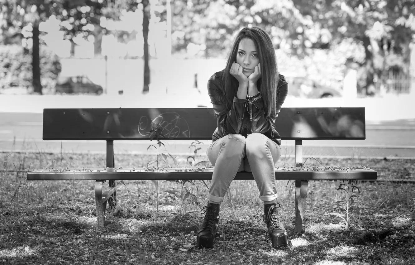 Wallpaper bench, face, hair, cutie, Carlotta for mobile and desktop ...