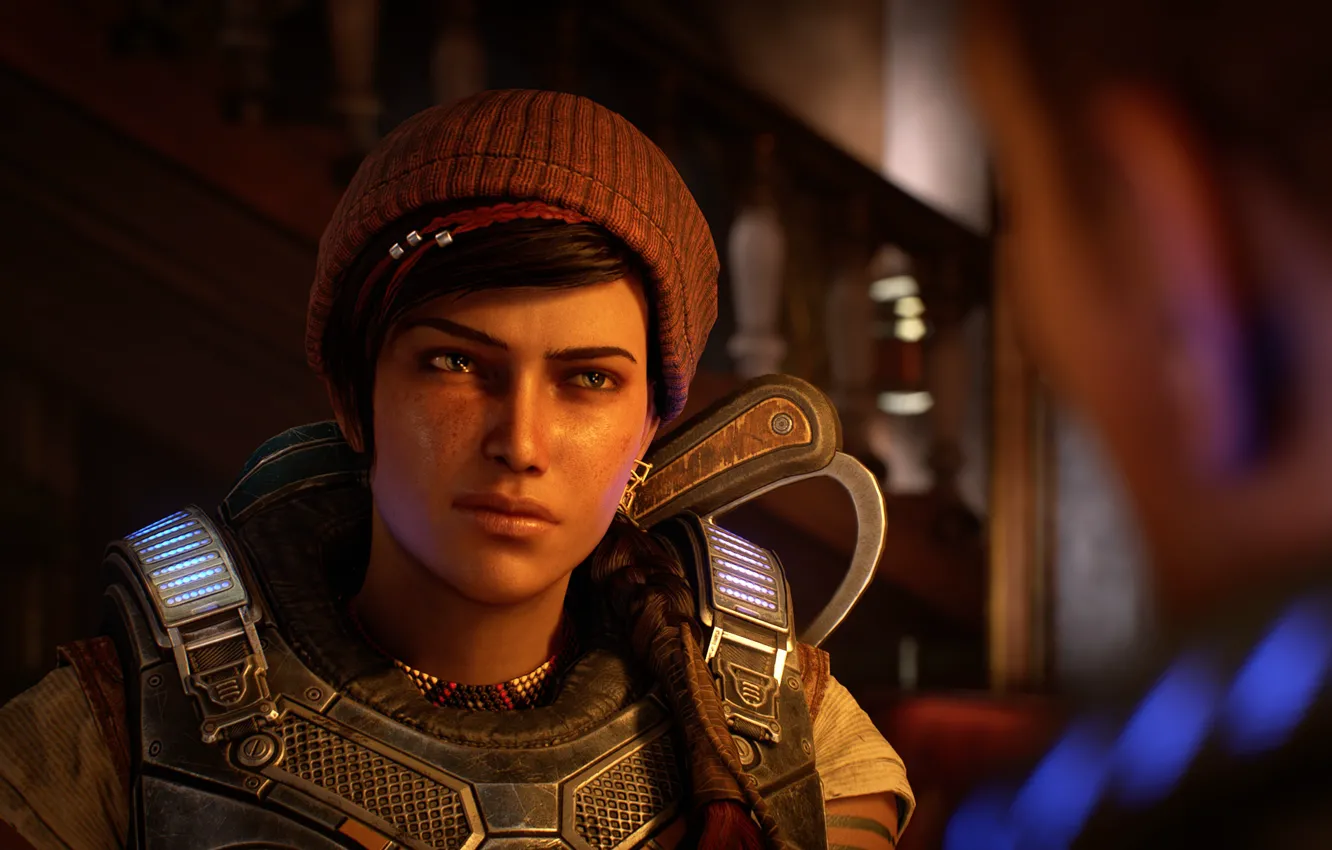 Wallpaper brunette, beauty, Gears of War, games, Microsoft Game Studios ...