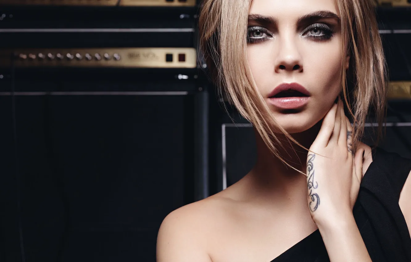 Wallpaper look, pose, model, makeup, actress, tattoo, Cara Delevingne ...