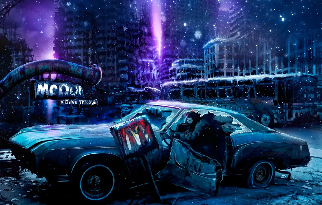 Wallpaper machine, auto, the city, people, art, ruins, Romantically ...