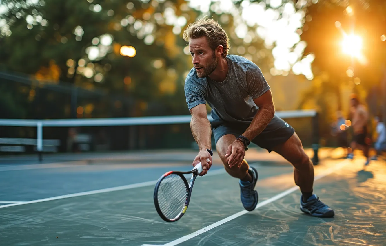 Wallpaper the sun, sport, racket, male, tennis, digital art, AI art ...