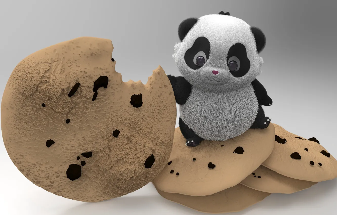 Wallpaper rendering, cookies, art, Panda, CookieMonster, Monika Mihok ...