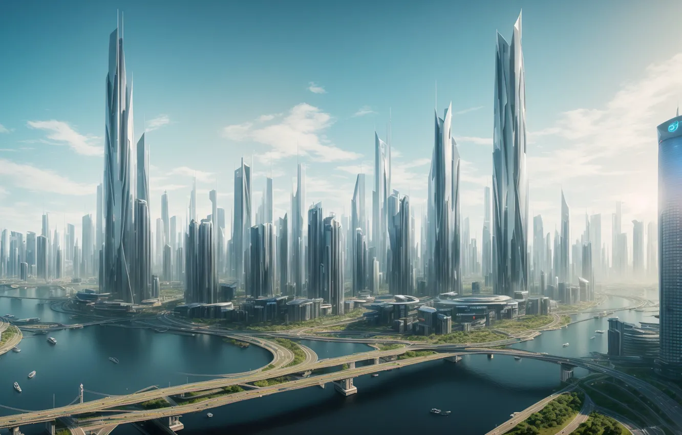 Wallpaper city, future, art, fantastic, digital art, Futuristic, utopia ...
