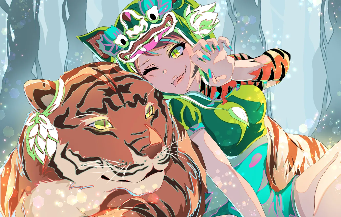 Wallpaper girl, tiger, Fortnite for mobile and desktop, section игры ...