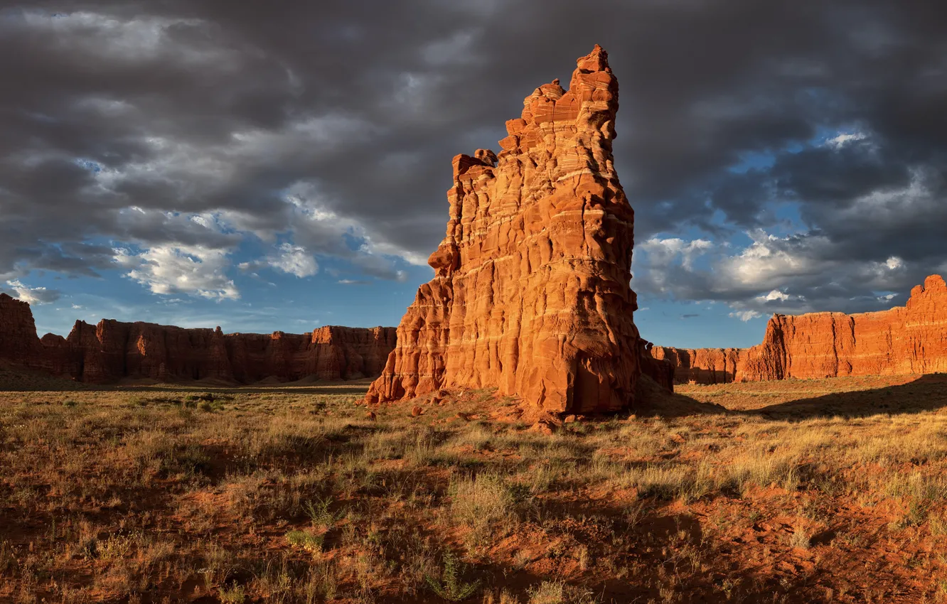 Wallpaper field, the sky, clouds, light, rocks, desert, canyon, USA for ...