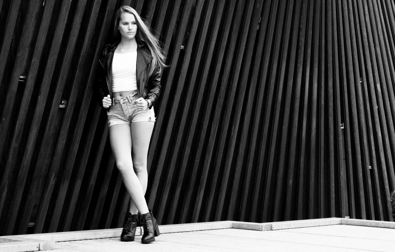 Wallpaper girl, shorts, beautiful, model, pretty, sweet, jacket, long-haired for mobile and ...