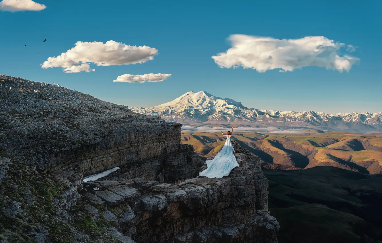 Wallpaper girl, mountains, nature, pose, the situation, Mike Naumenko ...