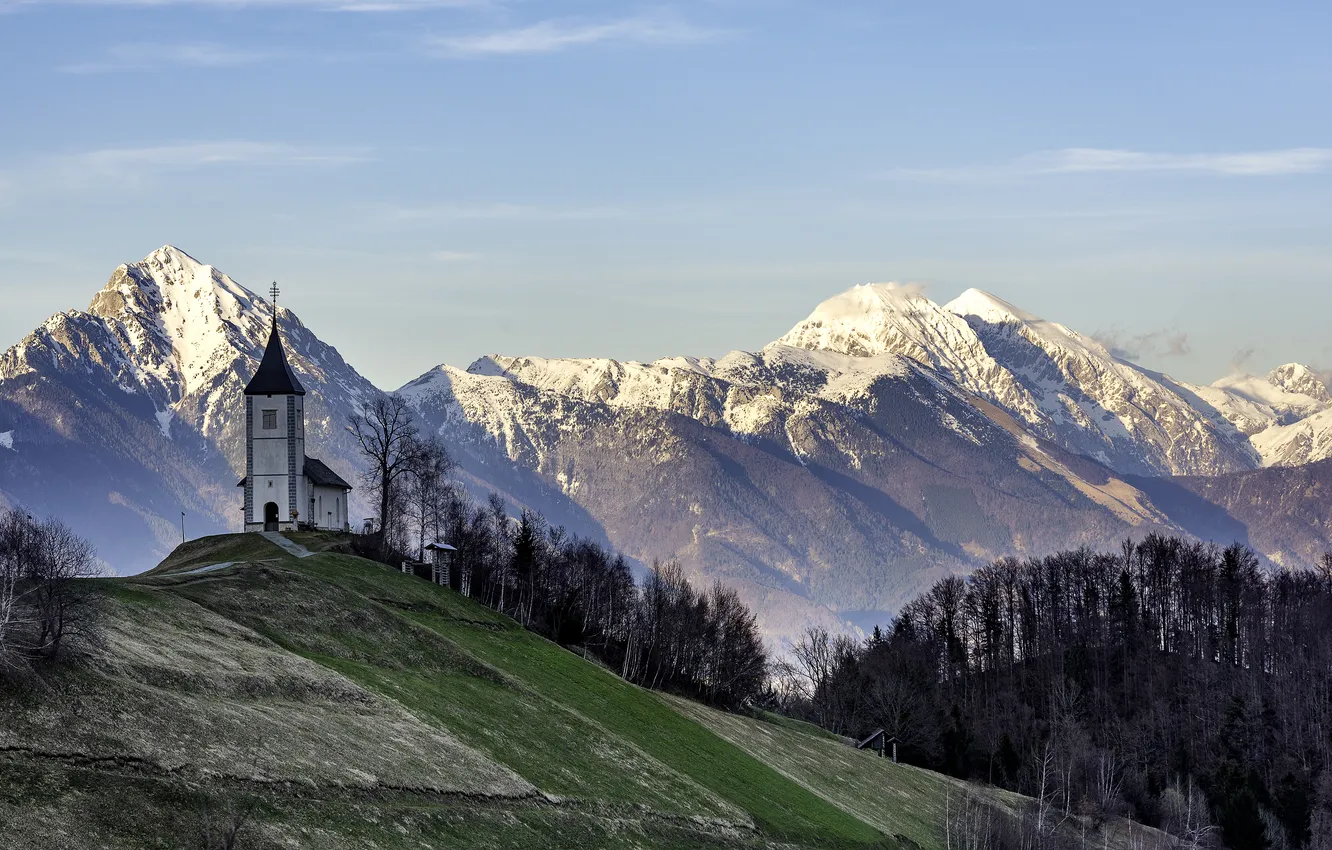 Wallpaper mountains, slope, Church for mobile and desktop, section ...