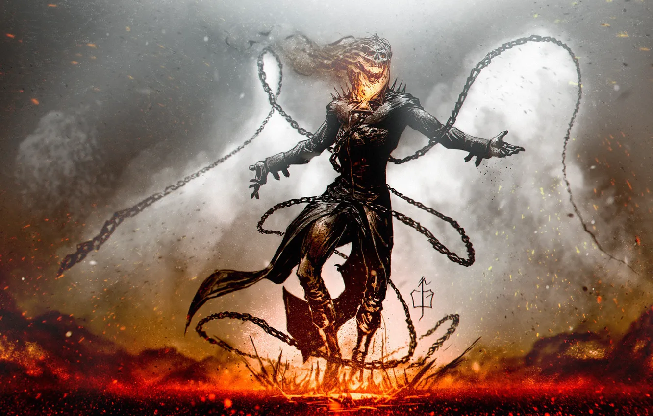 Wallpaper chain, skeleton, Ghost rider for mobile and desktop, section ...