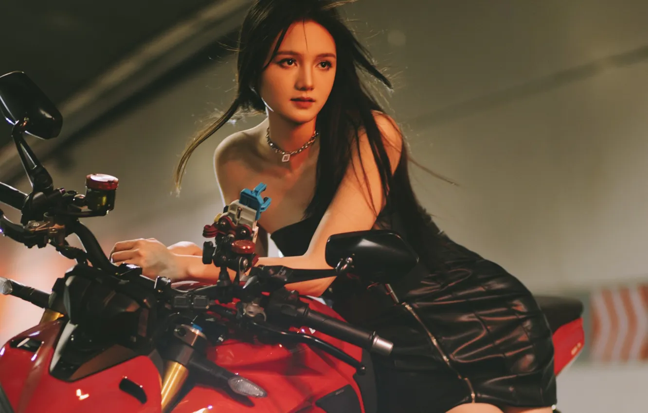 Wallpaper Ducati, bike, woman, beautiful, model, pretty, tunnel, asian for mobile and desktop ...
