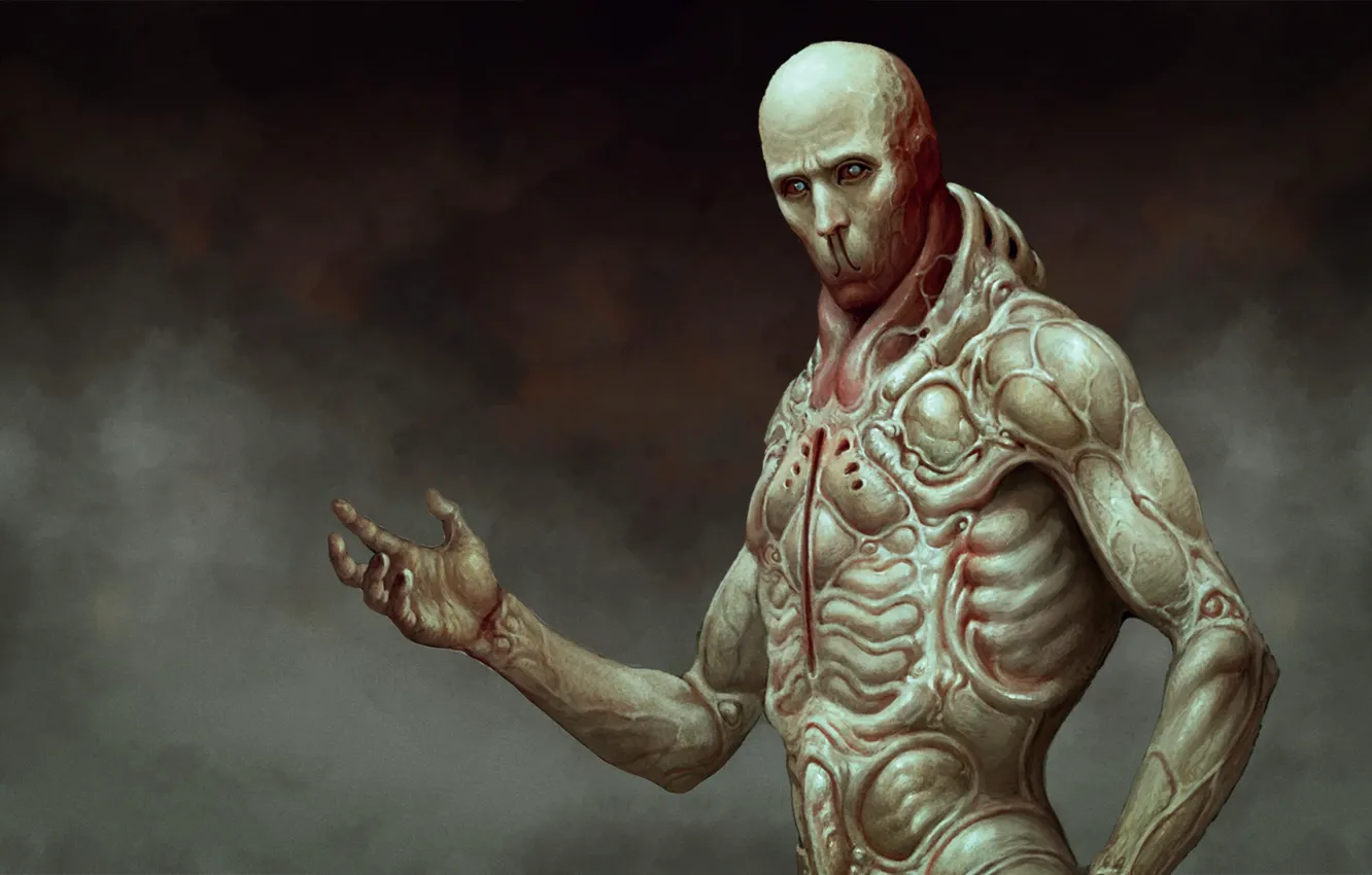 Wallpaper surrealism, blood, bones, Biomechanics, blood, the owner ...